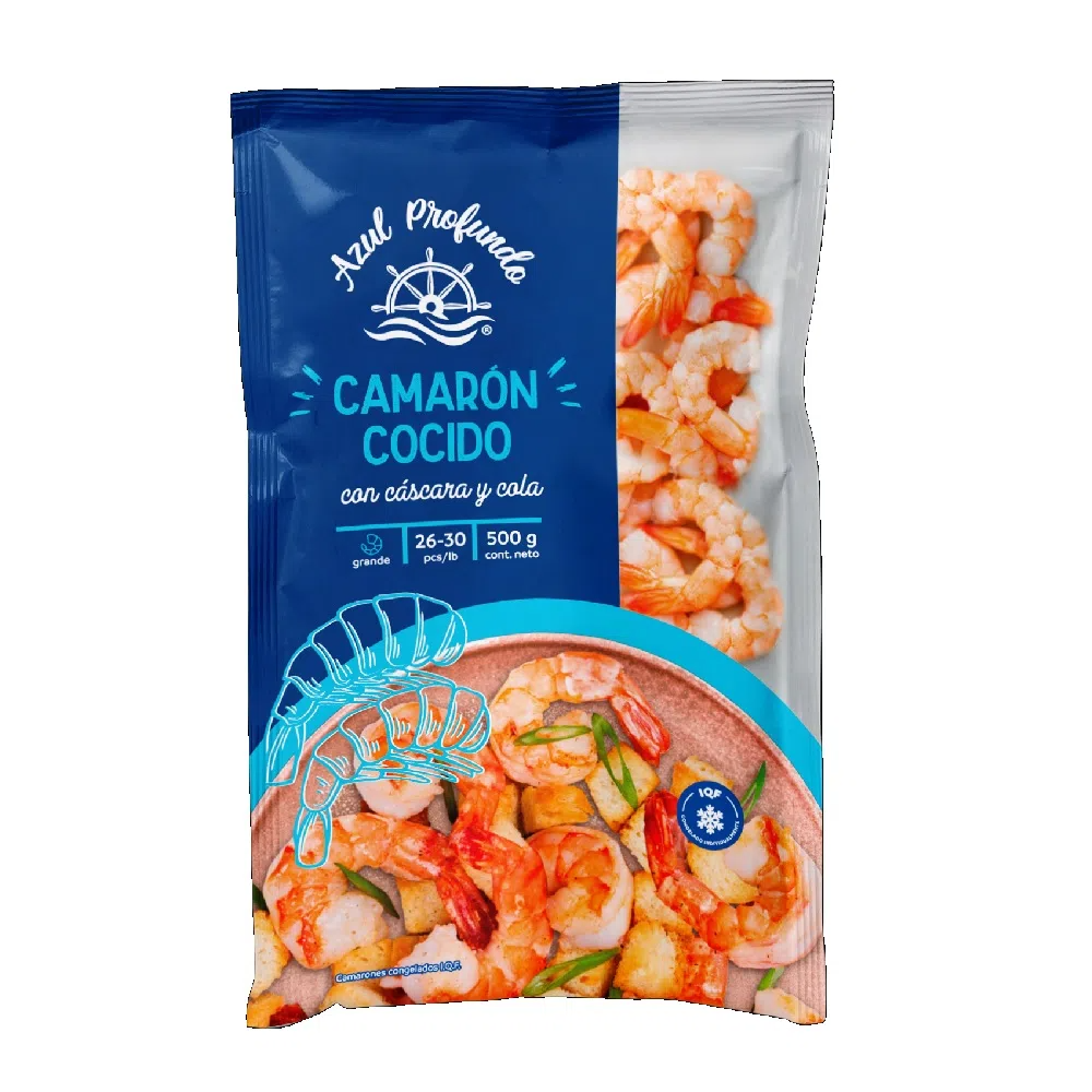 Camarón Cocido Con Cáscara Y Cola Azul Profundo Calibre 26/30 - Rappi