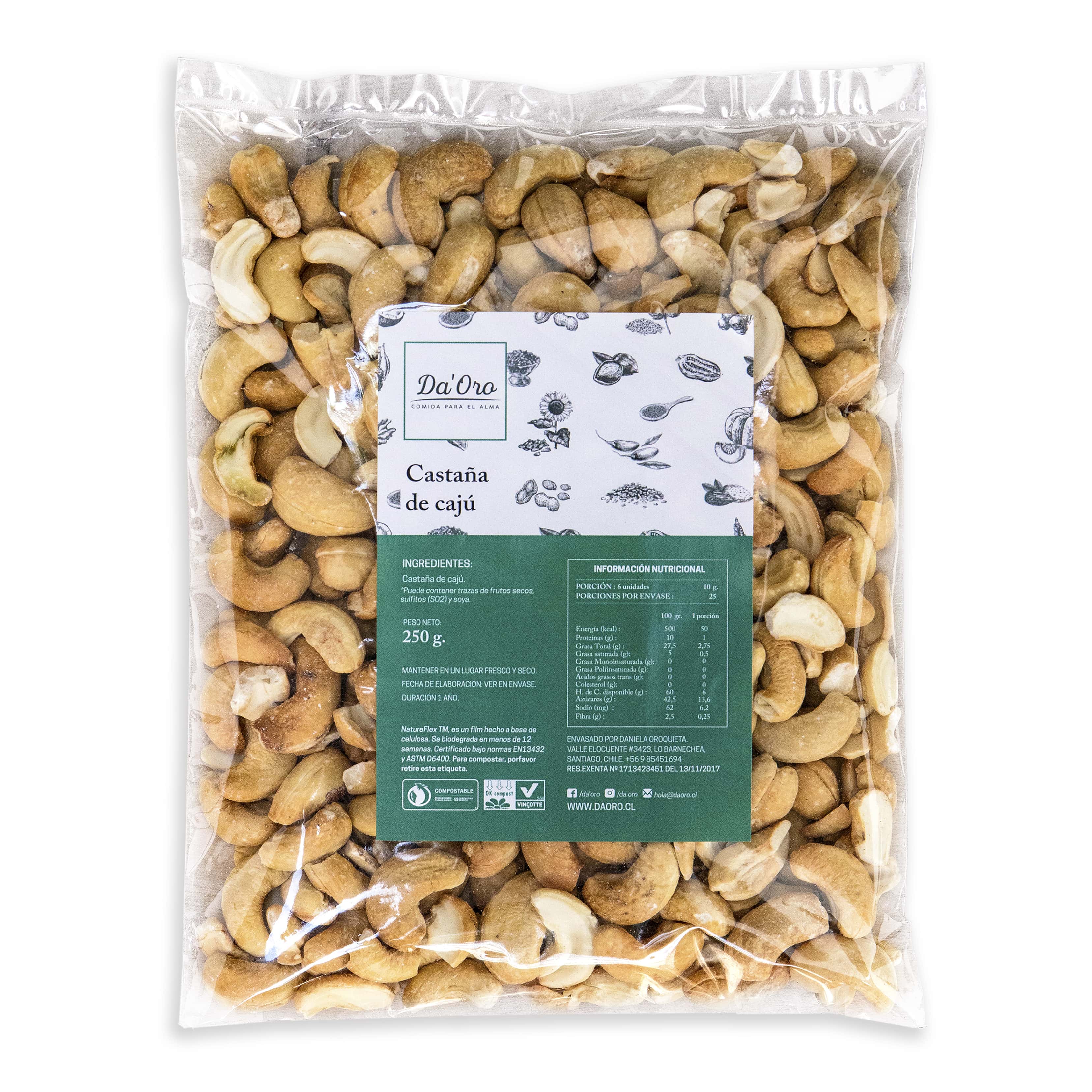 Castaña De Cajú Tostada | Sin Sal | Da'oro - Rappi