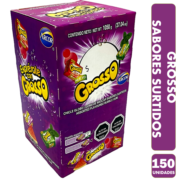 Chicle Grosso Sabores Surtidos(caja Con 150 Gomas De Mascar) - Rappi