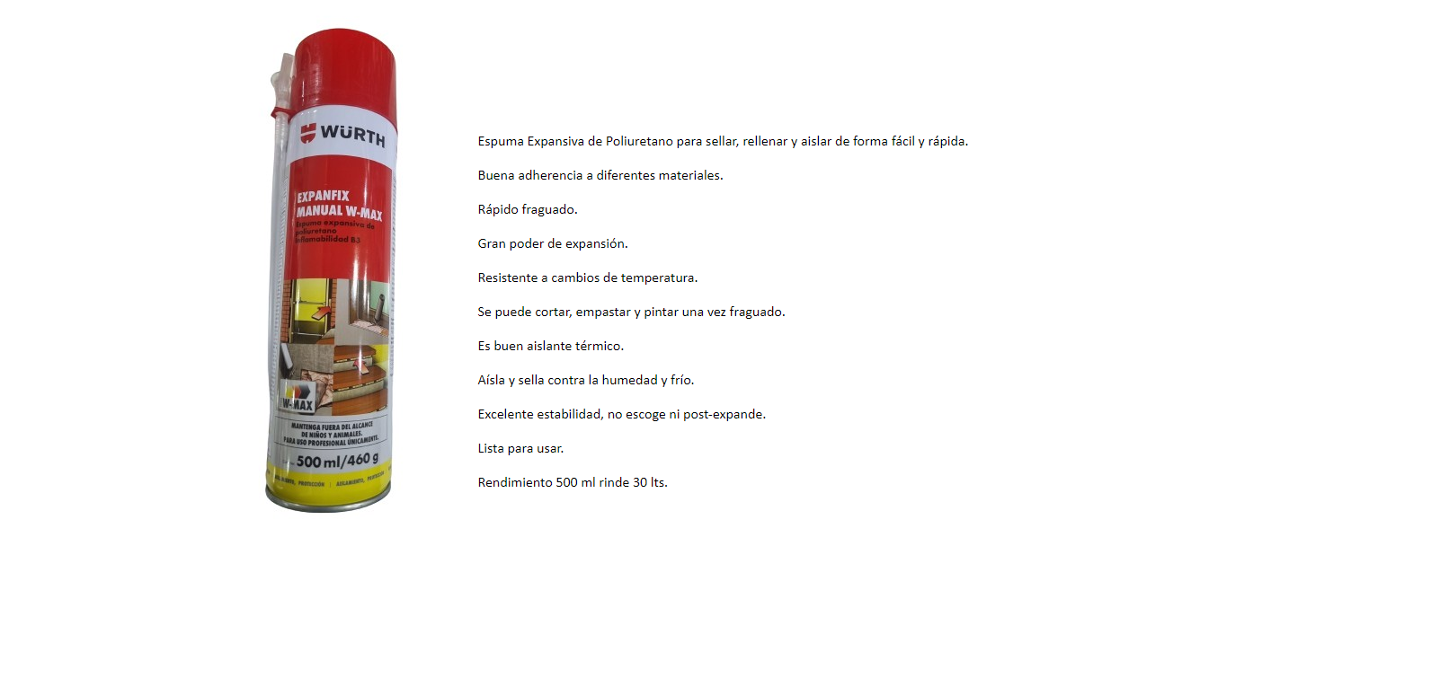 Espuma Expansiva Expanfix Wurth 750ml - Rappi