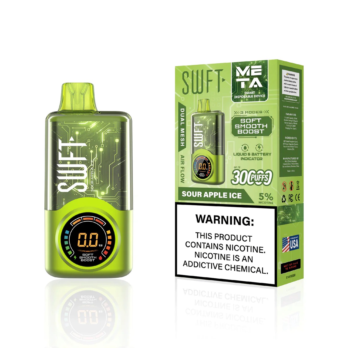 Vape Desechable Swft Meta 30000 Puffs Sour Apple Ice Vaper Vaporizador ...