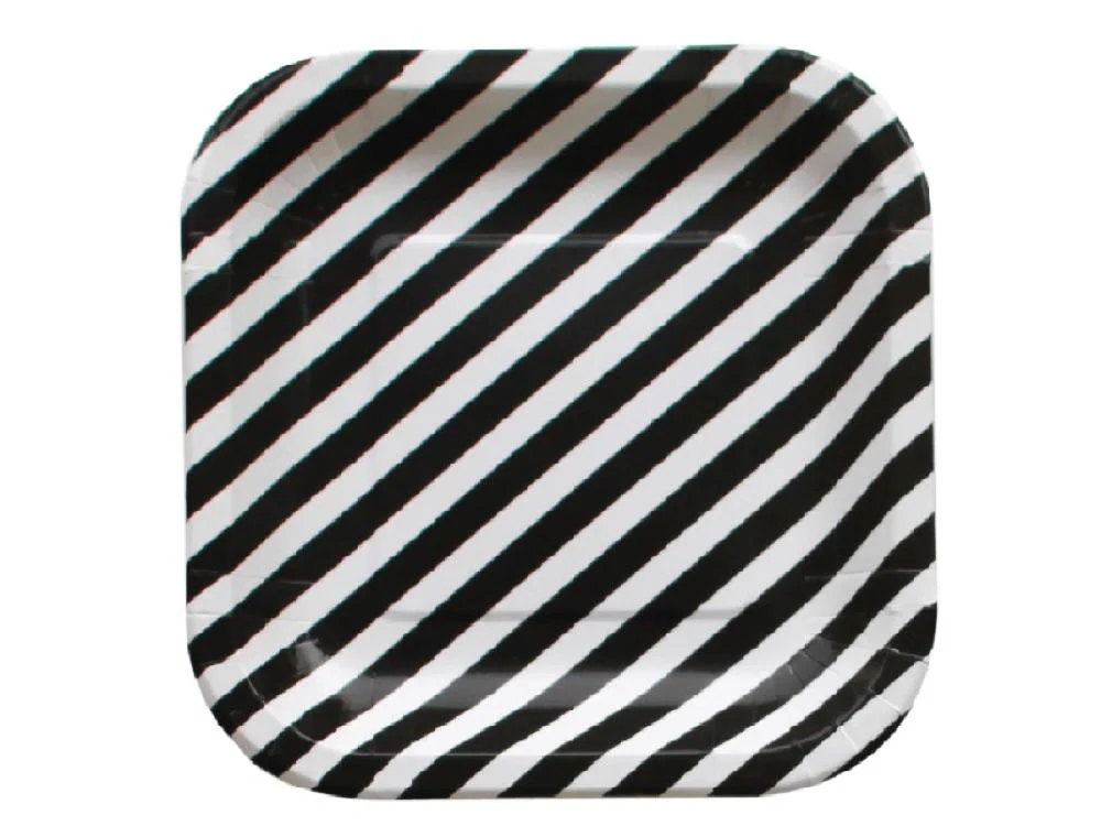 Plato Cuadrado Rayas 22 Cm X 10 Negro - Rappi