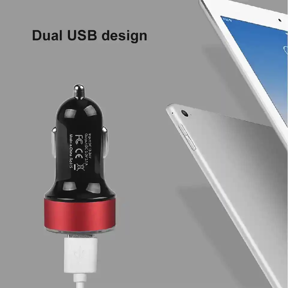 Cargador De Auto Redondo 2 Usb 3 En 1 (voltímetro + Termómetro) Led - Rappi