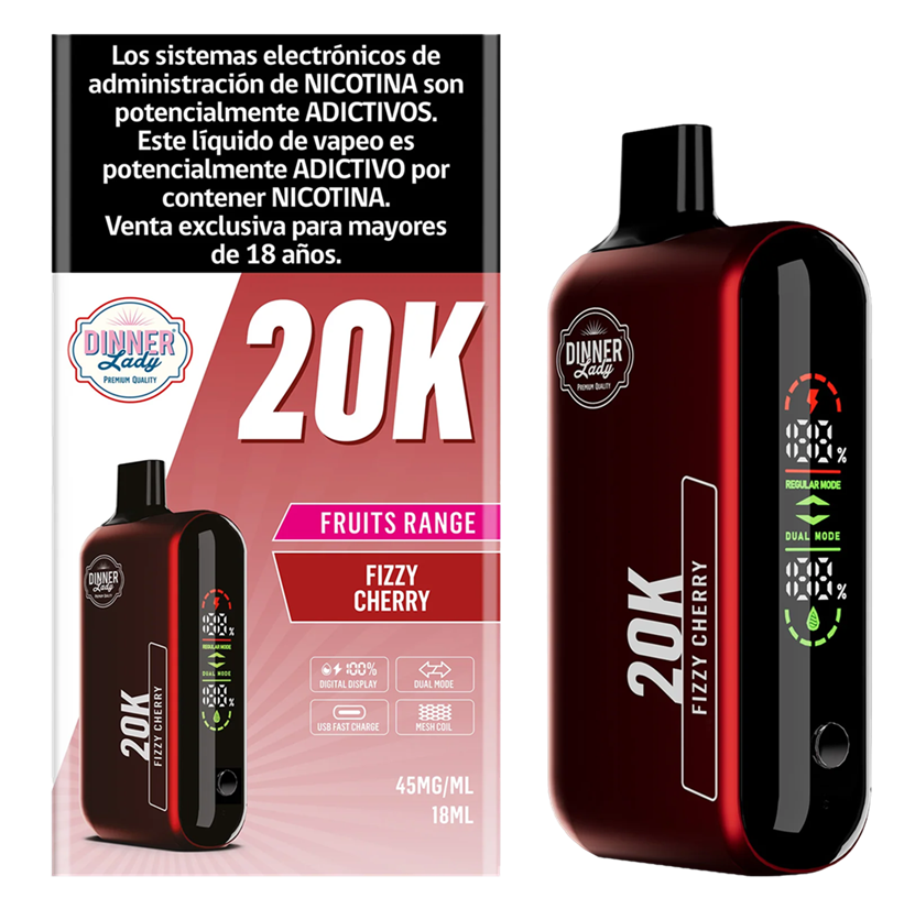 Vaper Fizzy Cherry 20k Puffs 45mg Salt - Dinner Lady - Rappi