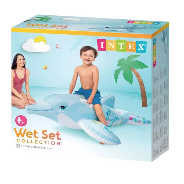 Flotador Intex Inflable Delfín Grande 175×66 Cm Celeste - Rappi