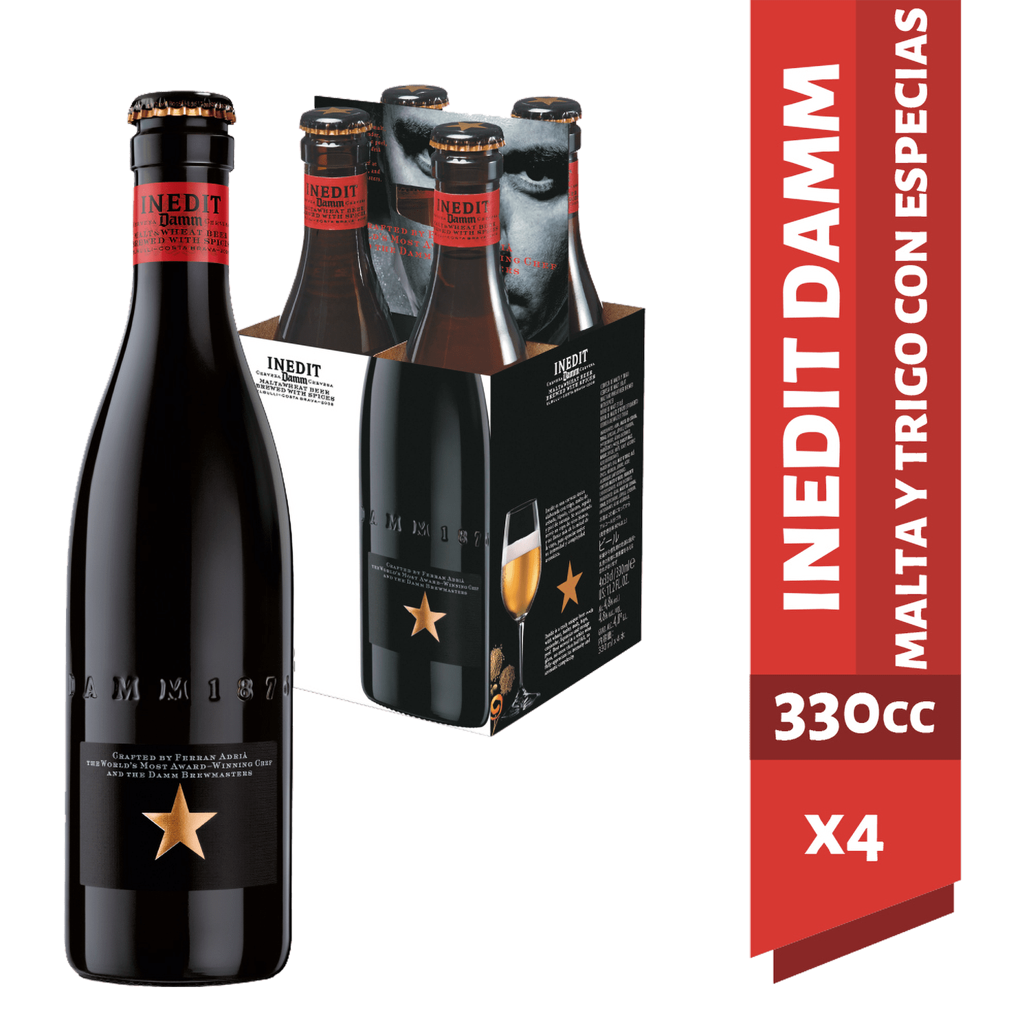 Inedit Damm Cerveza Malta y Trigo con Especias 4 Pack - Rappi