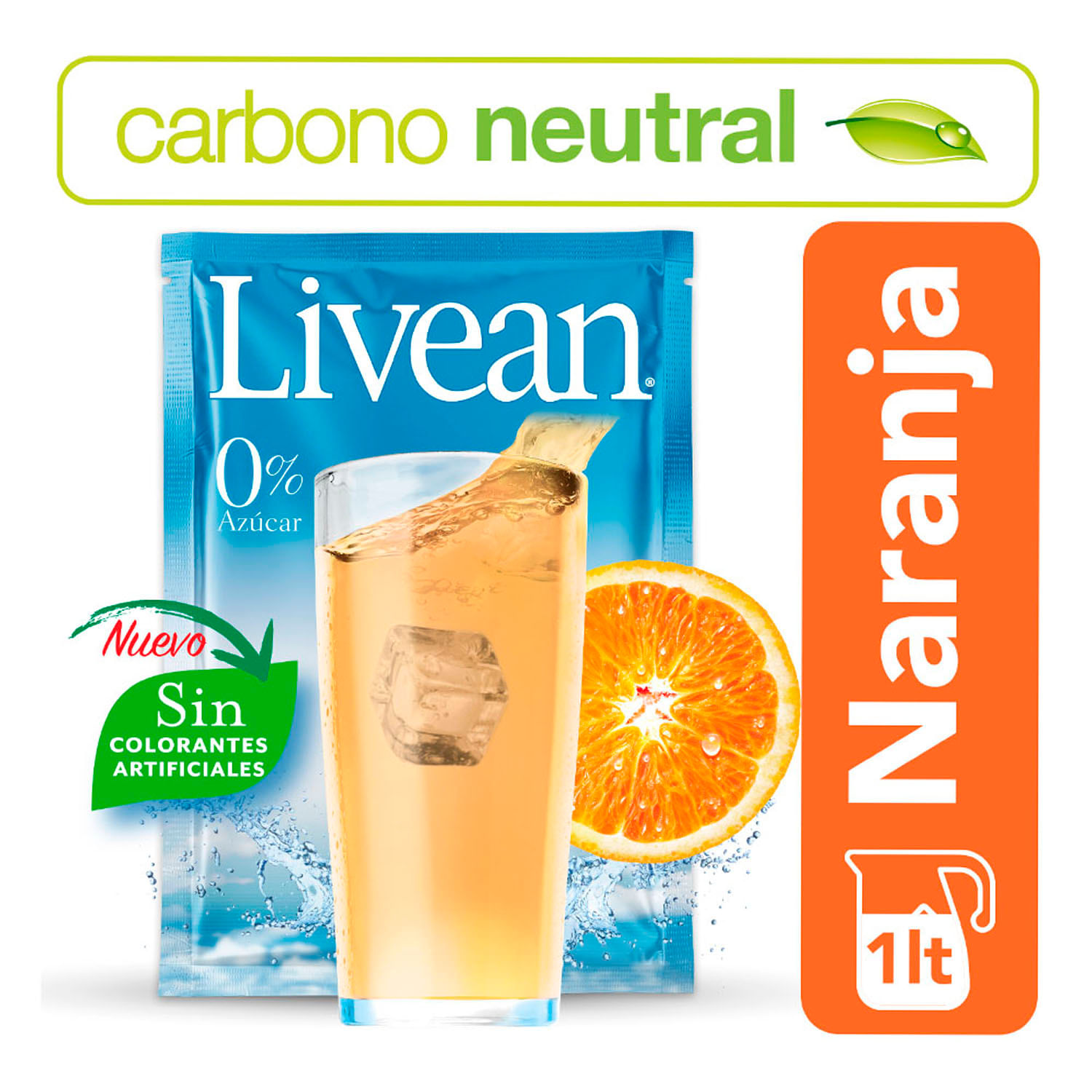 Livean Polvo Para Preparar Bebida Sabor a Naranja Sin Azúcar 8 g - Rappi